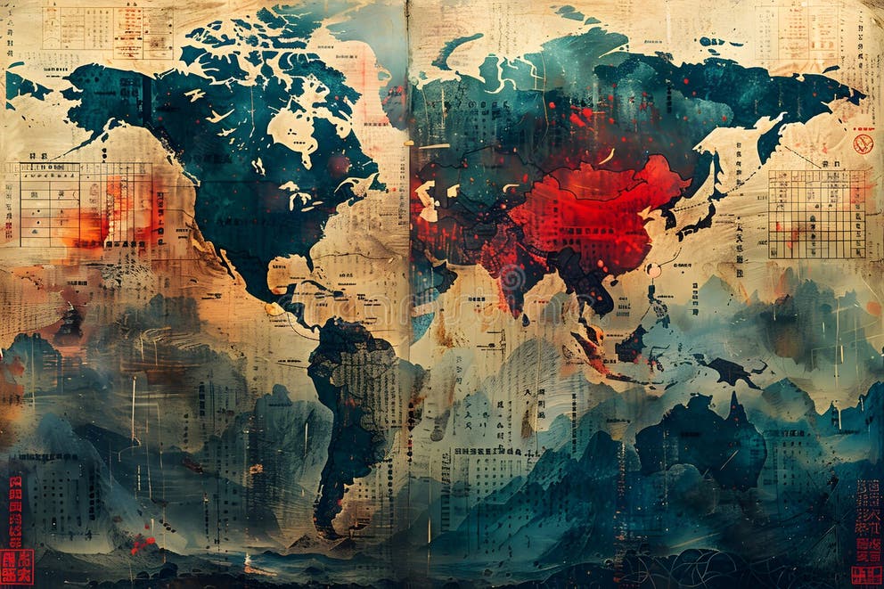 Minimalist Digital Map of Asia for Creative Projects Stock Illustration ...