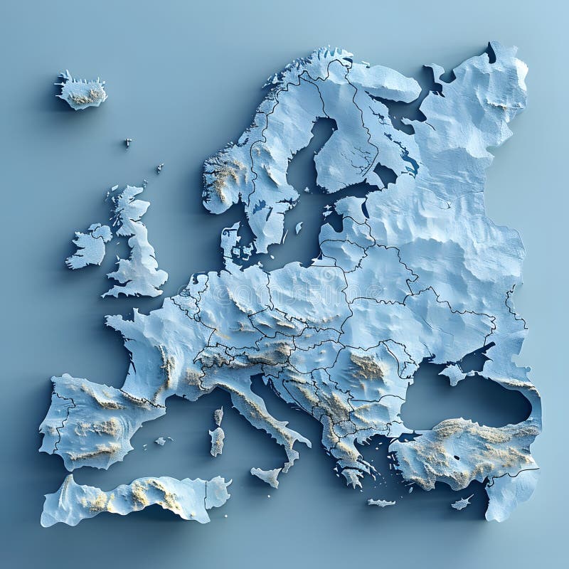Minimalist Digital Map of Europe - Inspirational Background for ...