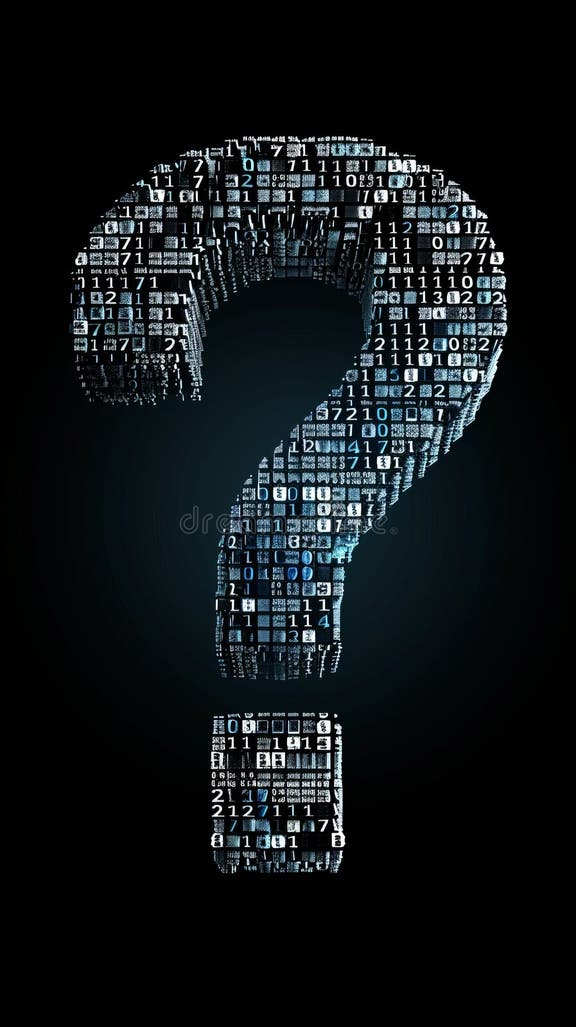 Minimalist Digital Query: Question Mark Made of White 0s and 1s Stock ...