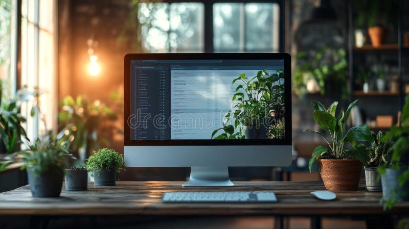 A Minimalist Digital Workspace with a Modern Computer Surrounded by ...