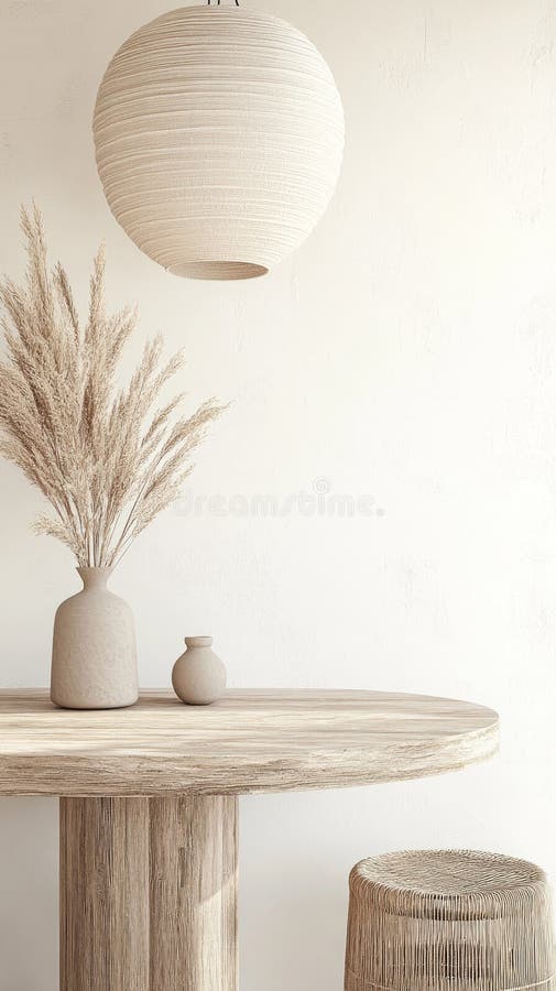 Minimalist Dining Area Showcases a Round Table, Soft Textures, and ...