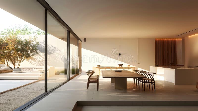 Minimalist Dining Area with Uncluttered Design Stock Illustration ...