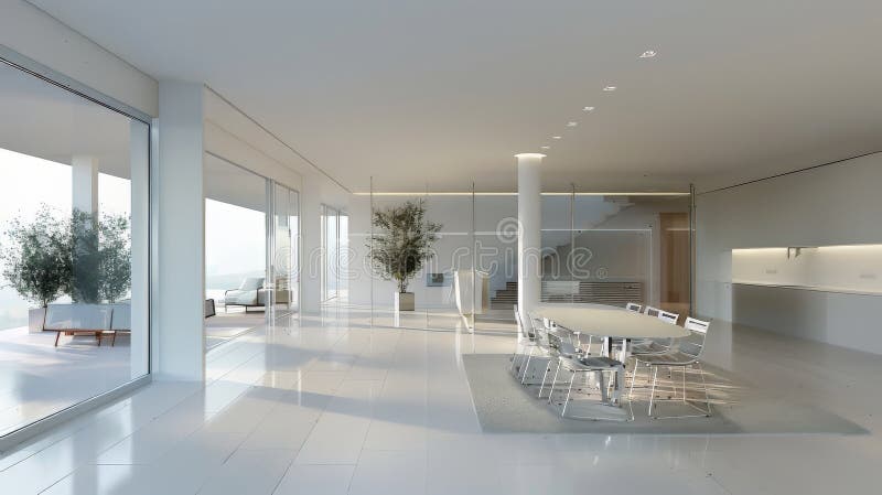 Minimalist Dining Area with Uncluttered Design Stock Illustration ...