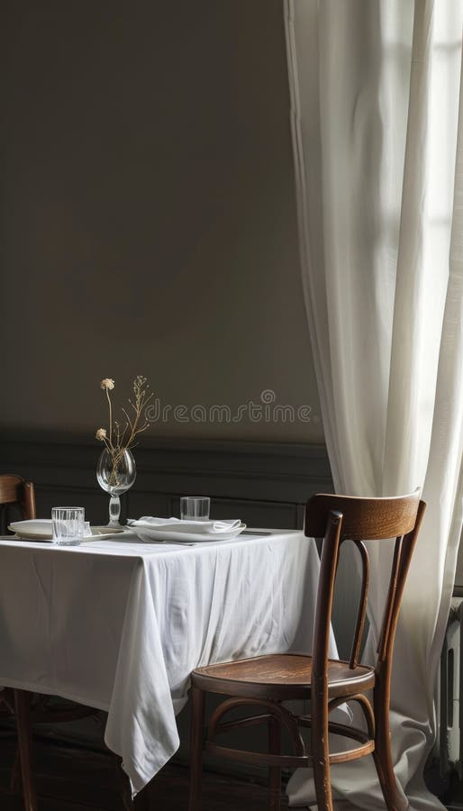 Minimalist Dining Arrangement with Single Place Setting on White ...