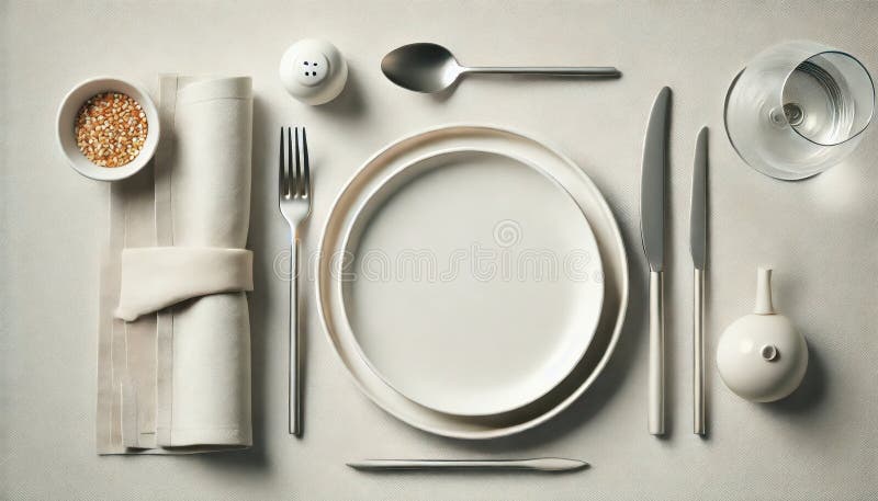 Minimalist Dining Table Arrangement with Elegant White Plates and ...