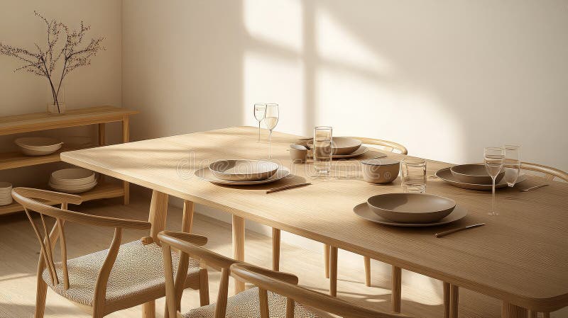 Minimalist Dining Table Setting Stock Photo - Image of decor, room ...
