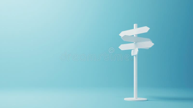 A Minimalist Directional Sign Post with Blank Arrows Against a Pale ...