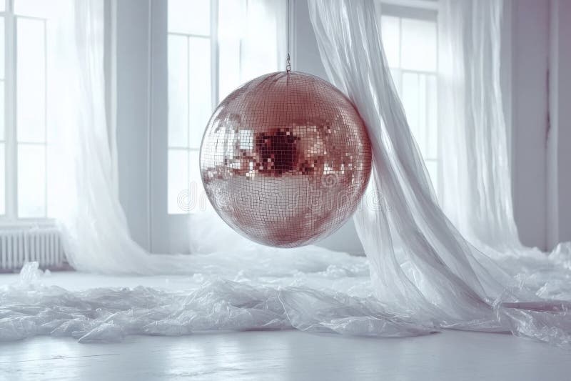Minimalist Disco Ball in Elegant White Interior for Modern Design ...