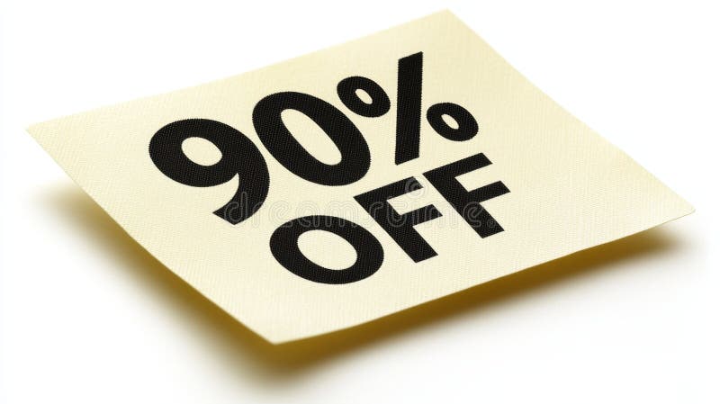 Minimalist Discount Bold 90 Off Text on a Beige Square Sticky Note ...