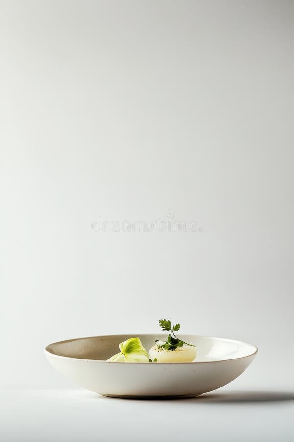 A Minimalist Dish Featuring Two Delicate Food Items Garnished with ...