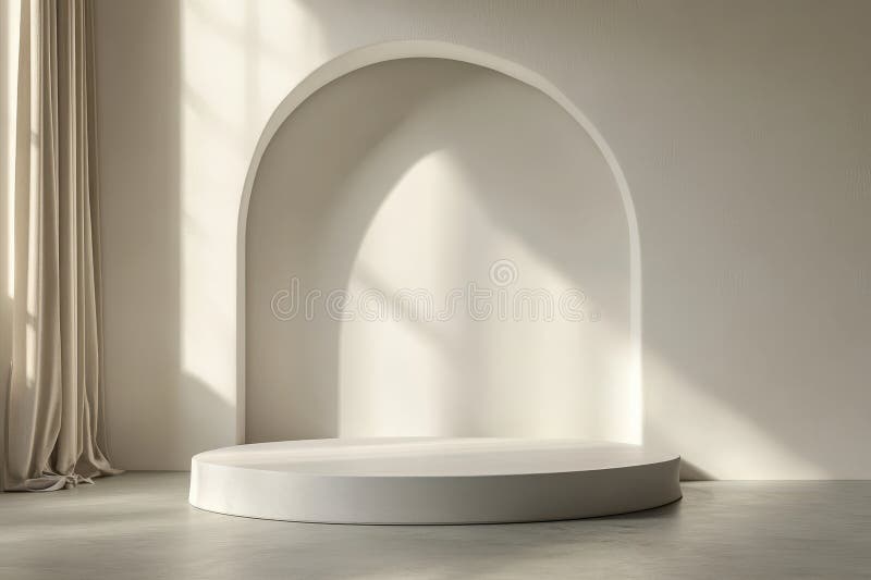Minimalist Display Area with an Arch and Circular Platform, Ideal for ...