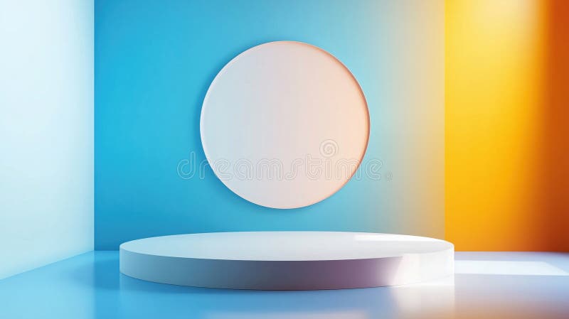 Minimalist Display Area with Circular Backdrop Stock Image - Image of ...