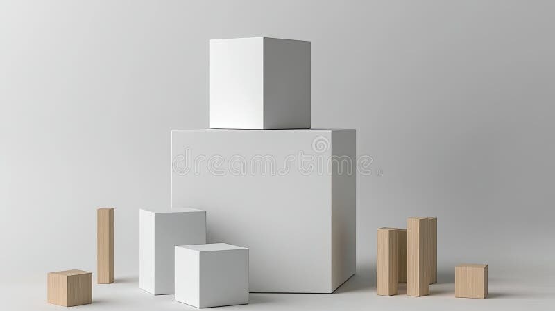 Minimalist Display Features a White Box on Three Smaller Boxes ...