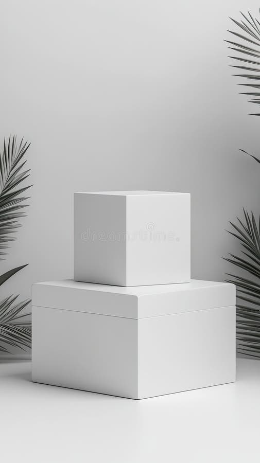 Minimalist Display Features a White Box on Three Smaller Boxes ...