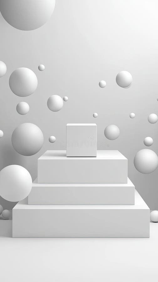 Minimalist Display Features a White Box on Three Smaller Boxes ...