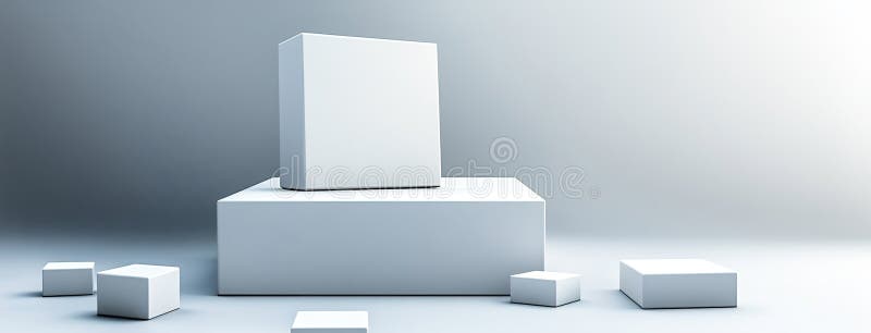 Minimalist Display Features a White Box on Three Smaller Boxes ...