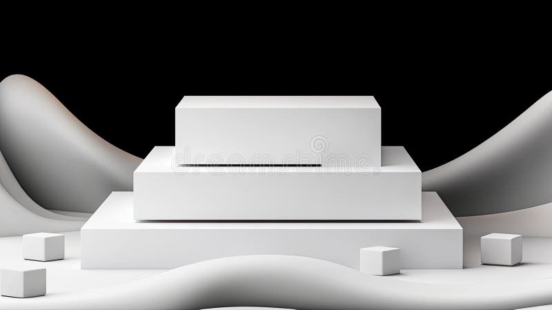 Minimalist Display Features a White Box on Three Smaller Boxes ...