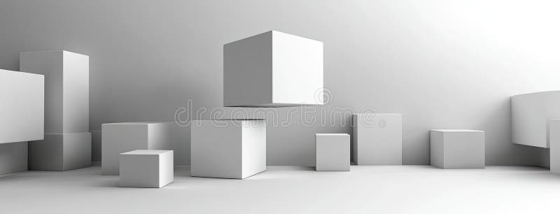 Minimalist Display Features a White Box on Three Smaller Boxes ...