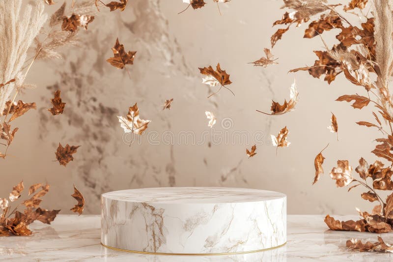 A Minimalist Display Featuring a Marble Pedestal Surrounded by Floating ...