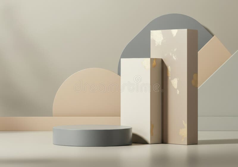 Minimalist Display of Geometric Shapes in Soft Pastel Colors Stock ...
