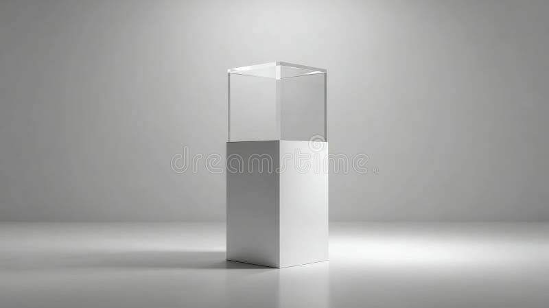 Empty Glass Cube Display Case Modern Gallery Interior Stock Photos ...