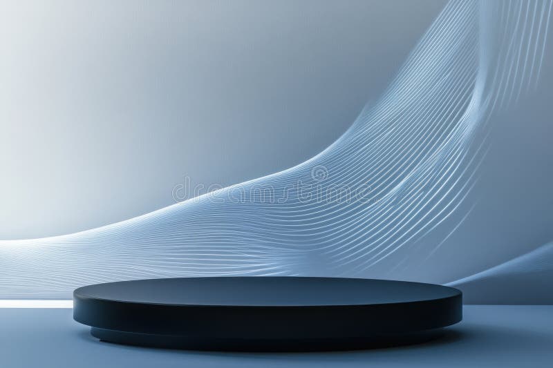 Minimalist Display Platform with Abstract Wave Background in Soft ...