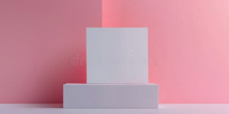 Minimalist Display Podium with White Blocks Against Pink Background for ...