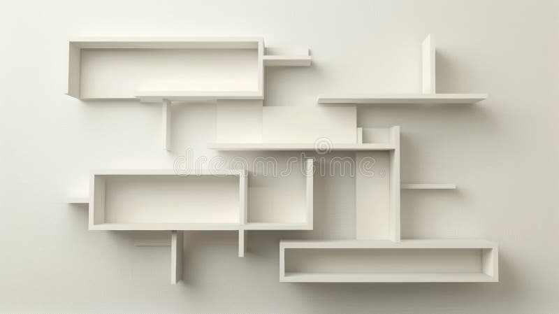 A Minimalist Display Shelf Made of Intersecting Rectangles Creating a ...