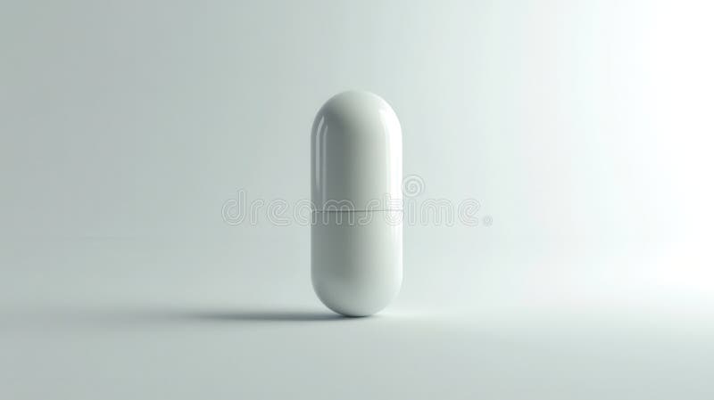 Minimalist Display of a Single White Capsule Resting on a Soft White ...