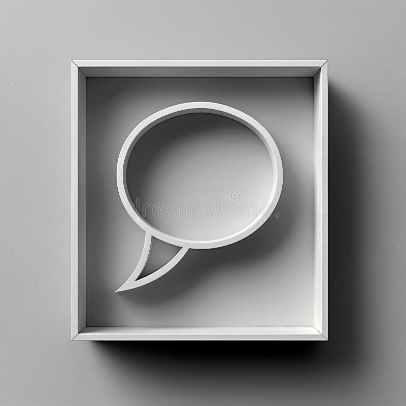 Minimalist Display of a Speech Bubble in a Sleek Shadow Box Stock ...