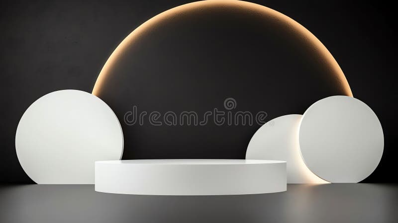 Minimalist Display Stage with Circular Platforms and Soft Backlighting ...