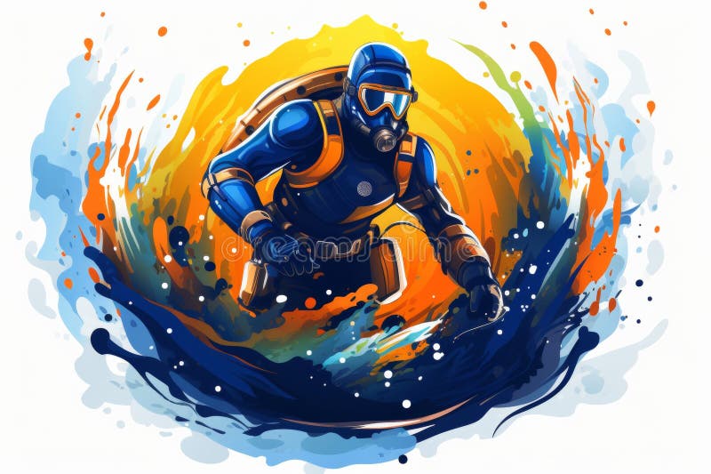 Minimalist Diver Logo Design on a White Background with Isolated ...