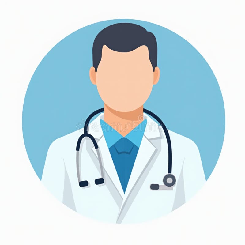 Minimalist Doctor Icon with White Lab Coat and Stethoscope in Flat ...