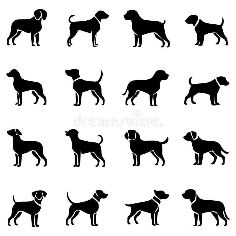 Minimalist Dog Silhouette Collection Vector Design. Stock Vector ...