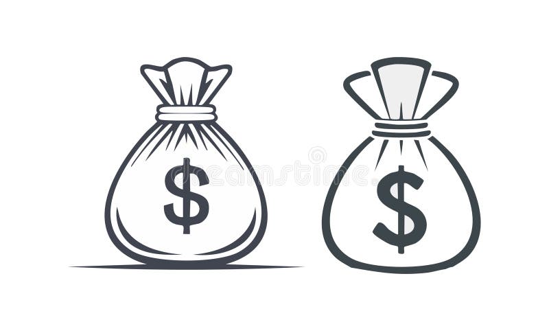 Minimalist Dollar Bag Outline Stock Vector - Illustration of vector ...