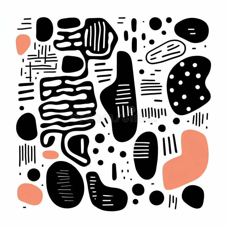 Minimalist Doodle Poster with Bold Patterns and Organic Forms Stock ...