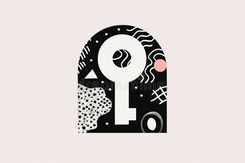 A Minimalist Doodle Style Illustration of a Keyhole, with a View Inside ...
