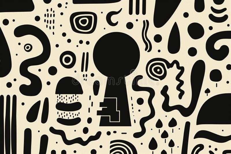 A Minimalist Doodle Style Illustration of a Keyhole, with a View Inside ...
