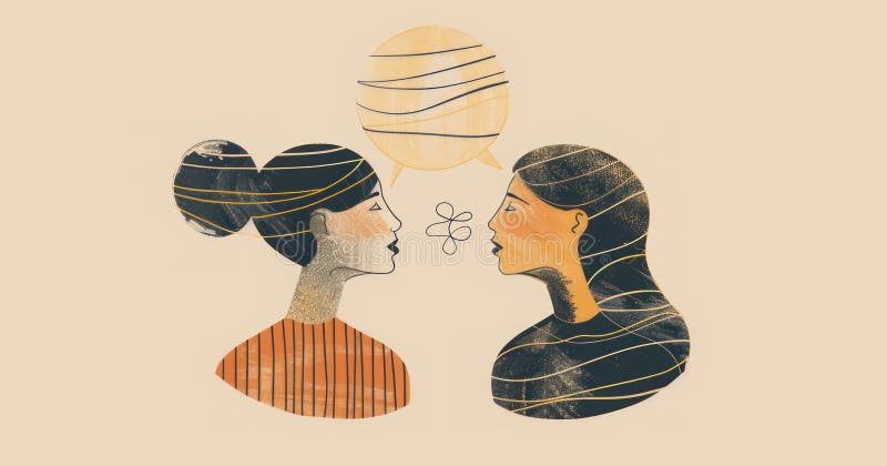 Minimalist Doodle of Two People Having an Interesting Conversation with ...