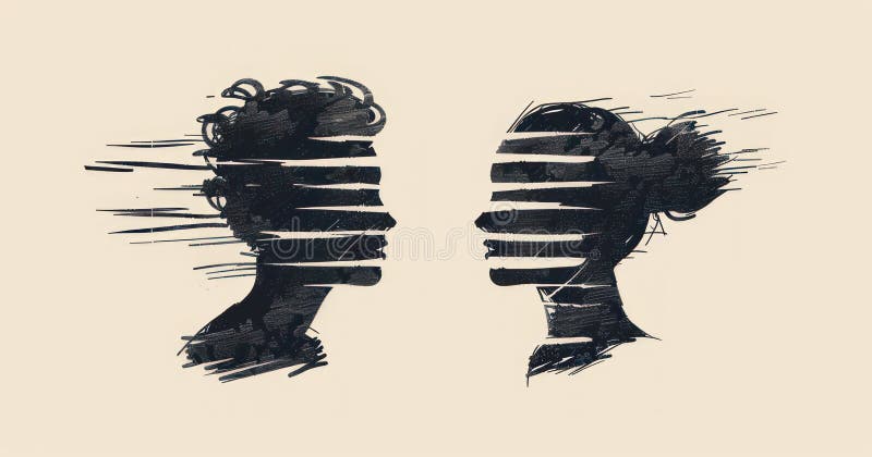 Minimalist Doodle of Two People Having an Interesting Conversation with ...