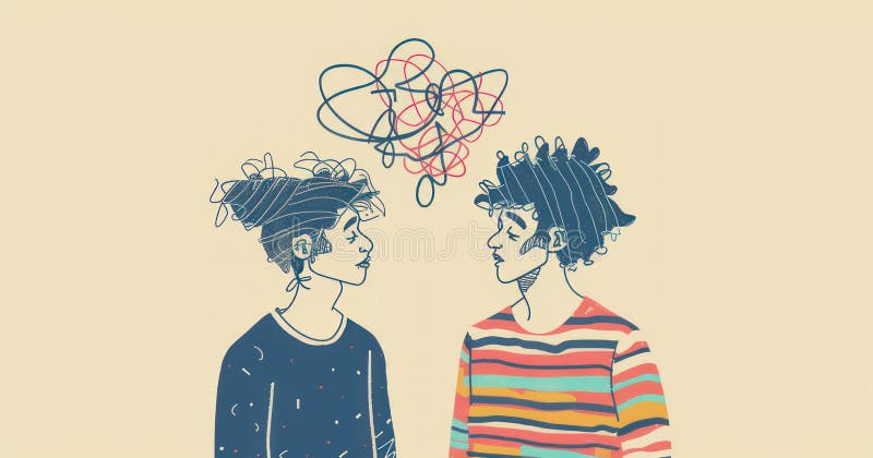 Minimalist Doodle of Two People Having an Interesting Conversation with ...