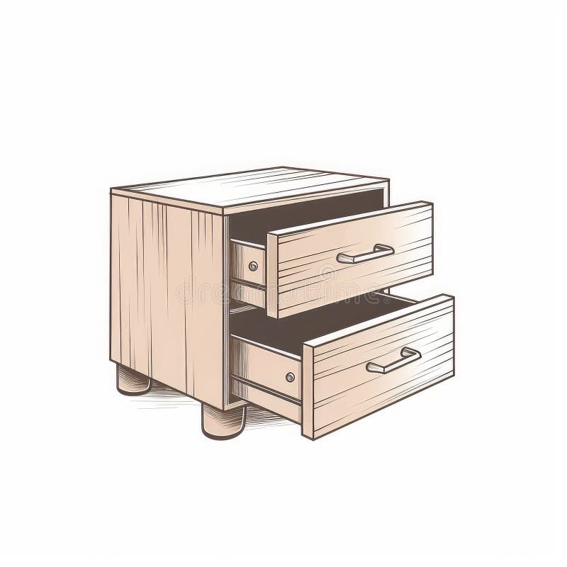 Minimalist Red Drawer Vector Icon - Freehand Painting Style Stock ...