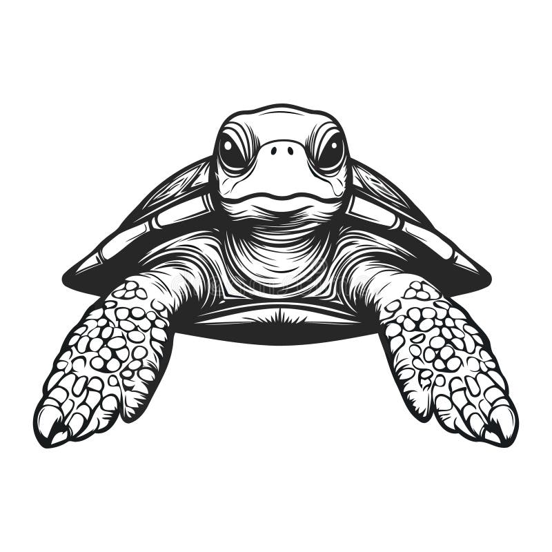 Minimalist Drawing of Sea Turtle. Stock Illustration - Illustration of ...