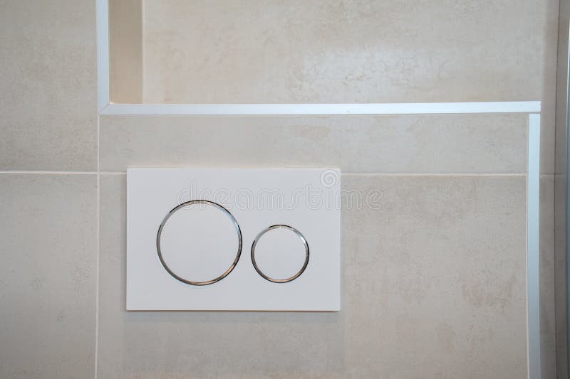 Minimalist Dual-Flush Button on Elegant Tiled Wall Stock Image - Image ...