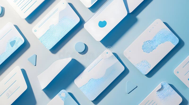 Minimalist E-learning UI Concept with Abstract Interface Cards Over ...