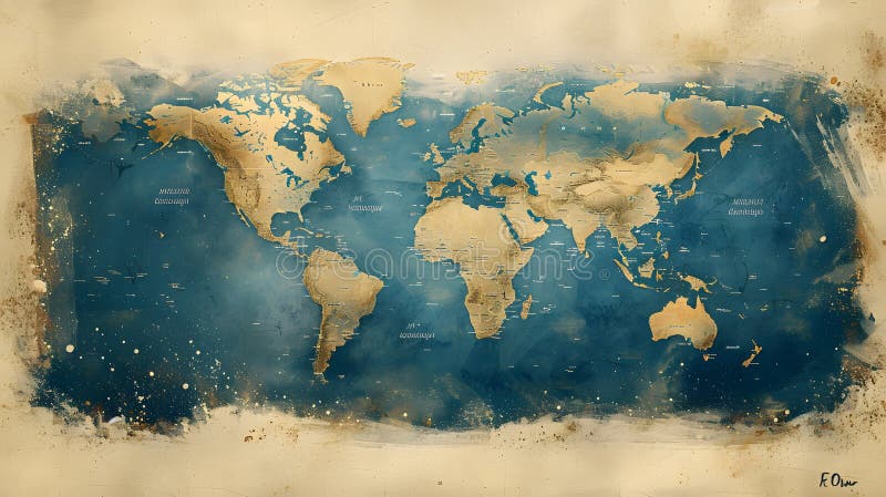 Minimalist Earth Map Canvas Abstract Design Stock Illustration ...