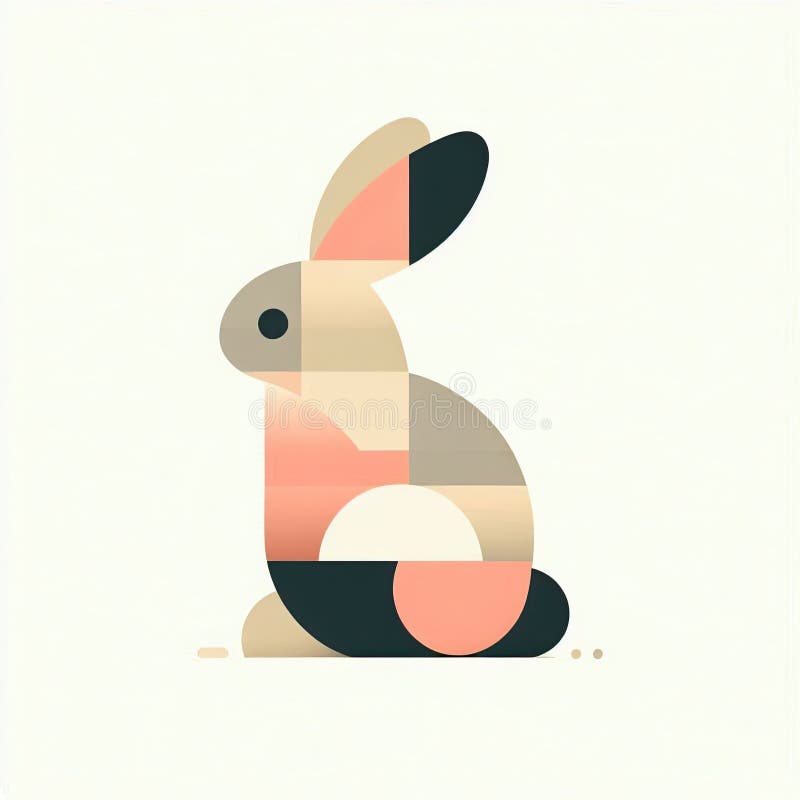 Minimalist Easter Bunny and Eggs Stock Illustration - Illustration of ...