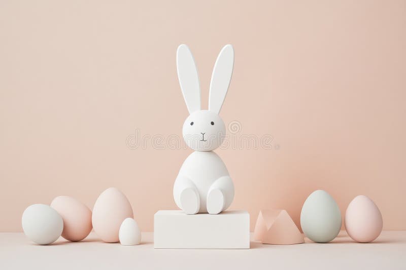 A Minimalist Easter Bunny with Sleek Lines, Surrounded by Simple ...