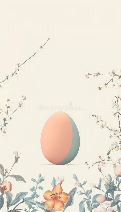 Minimalist Easter Card Design with Pastel Egg and Floral Border for ...