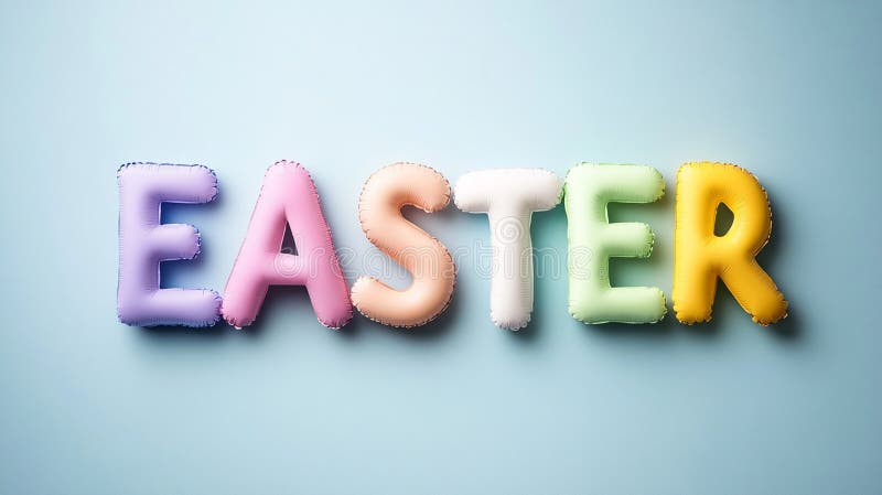 Minimalist Easter Composition with Colorful Inflatable Balloon Letters Spelling & X27;Easter ...